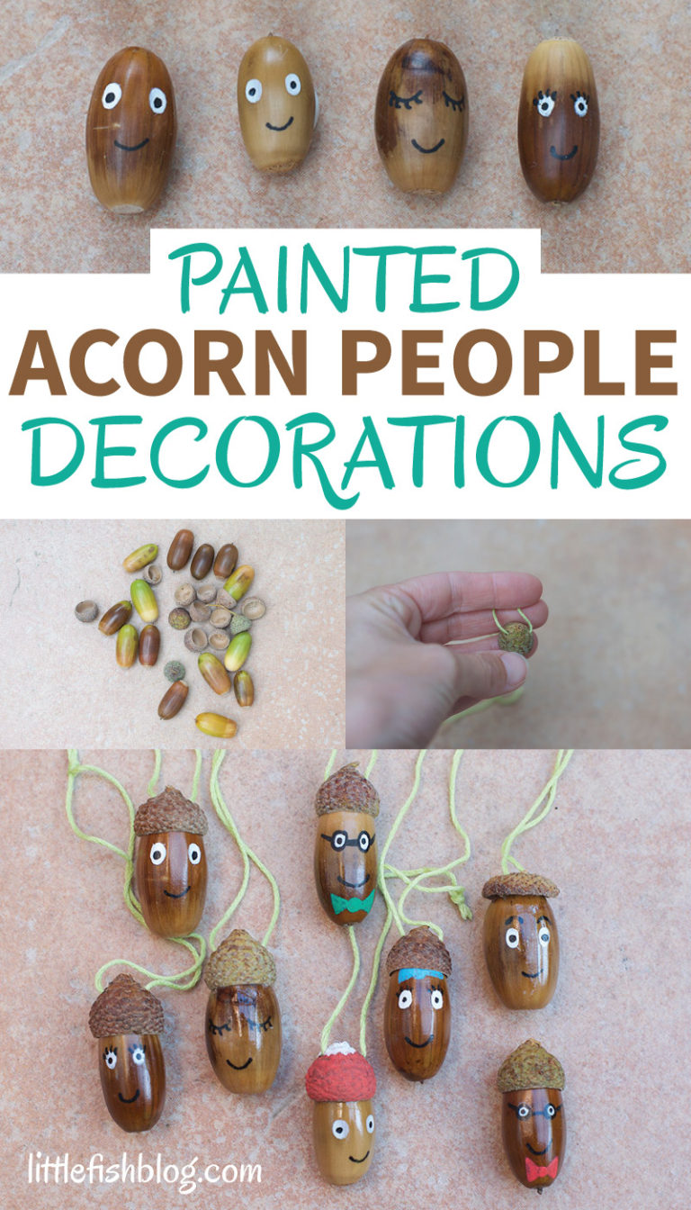 Painted Acorn People Decorations - Little Fish