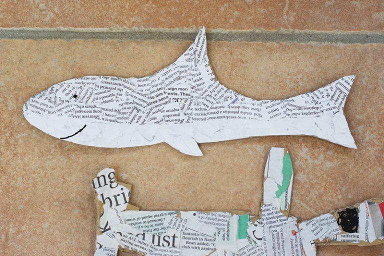 Recycled Newspaper Shark Craft for Kids - Little Fish